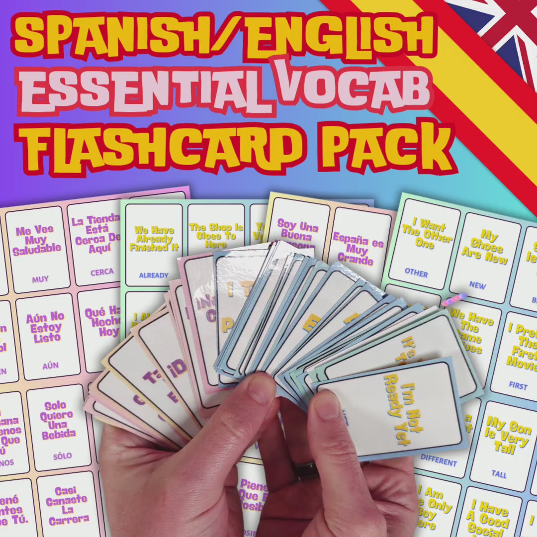 Essential Spanish Flashcards Pack: 64 Most Common Spanish Words Durabl ...