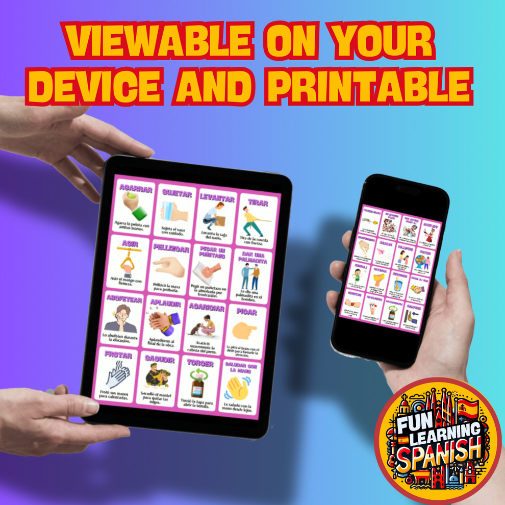 Essential Hand Action Verbs Digital Flashcards Download Pack – 64 ...